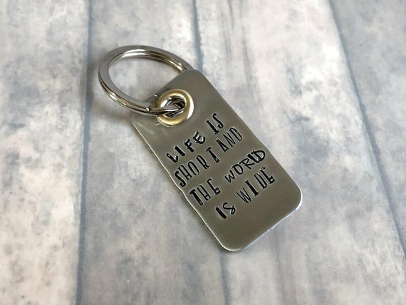 Key Chain Life is Short Hand Stamped Aluminum Tag Key Chain | Etsy