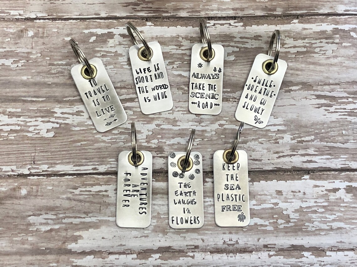 Key Chain Life is Short Hand Stamped Aluminum Tag Key Chain - Etsy