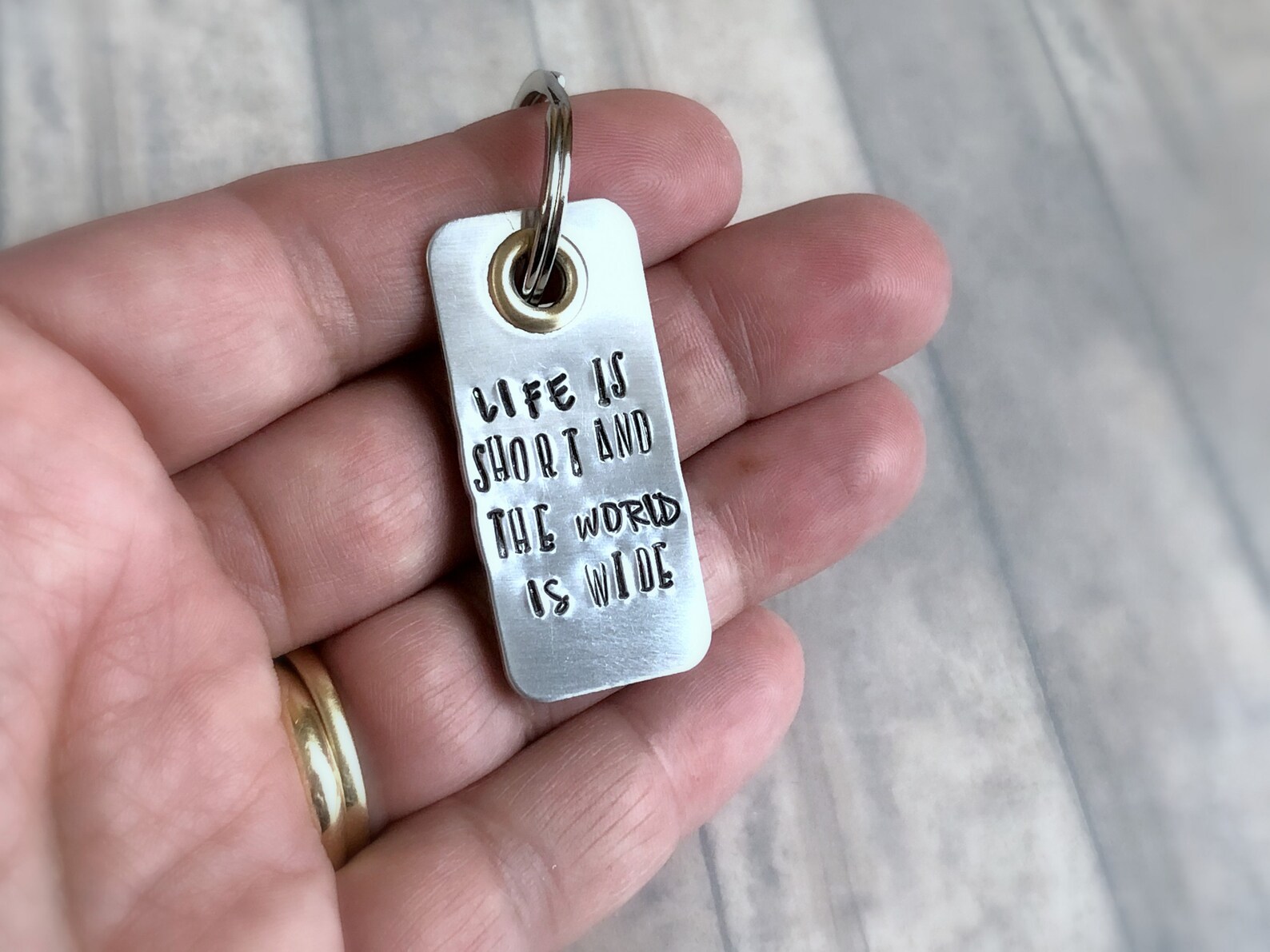 Key Chain Life is Short Hand Stamped Aluminum Tag Key Chain - Etsy