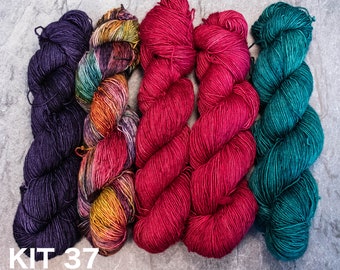 Hand dyed luxury natural yarns by Bilum on Etsy