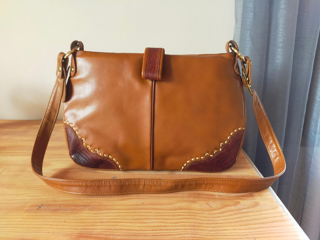 Vintage Gold Brown Tony Lama Bag - Etsy
