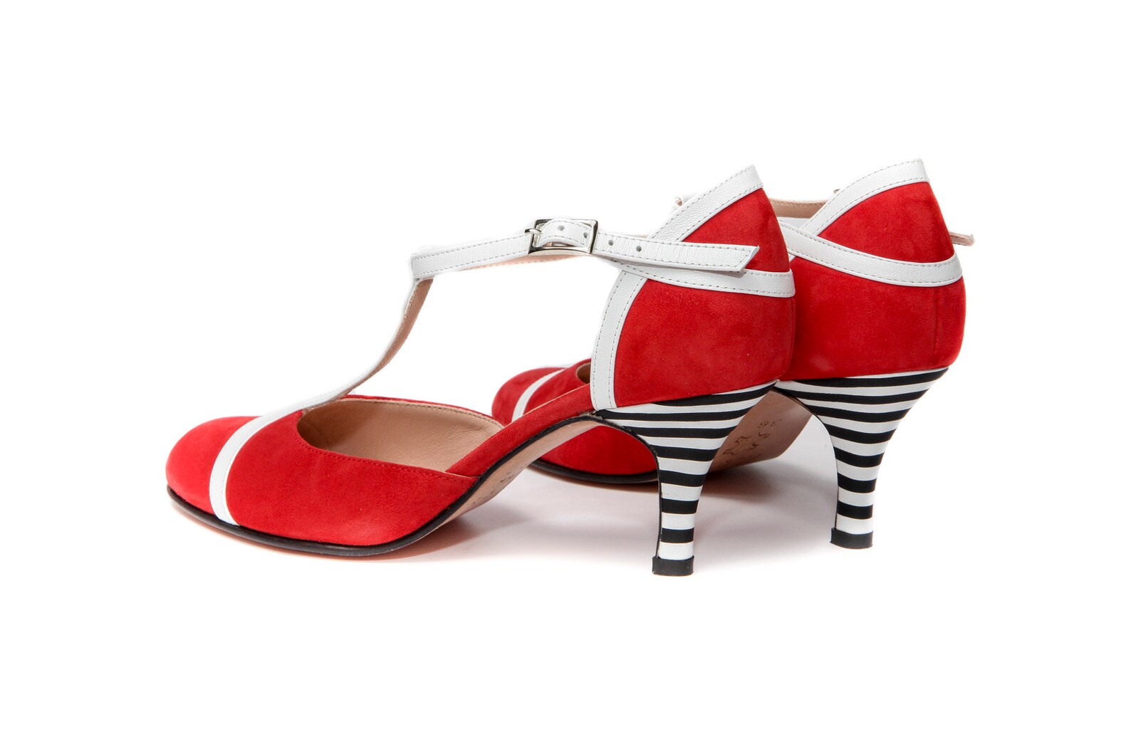 Red Handmade Mid Heel Shoes/ Tbar Strap Shoes/ Women's - Etsy