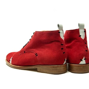 Red Men's Shoes/ Men's Suede Ankle Boots/ Red Oxford Shoes/ Handmade ...