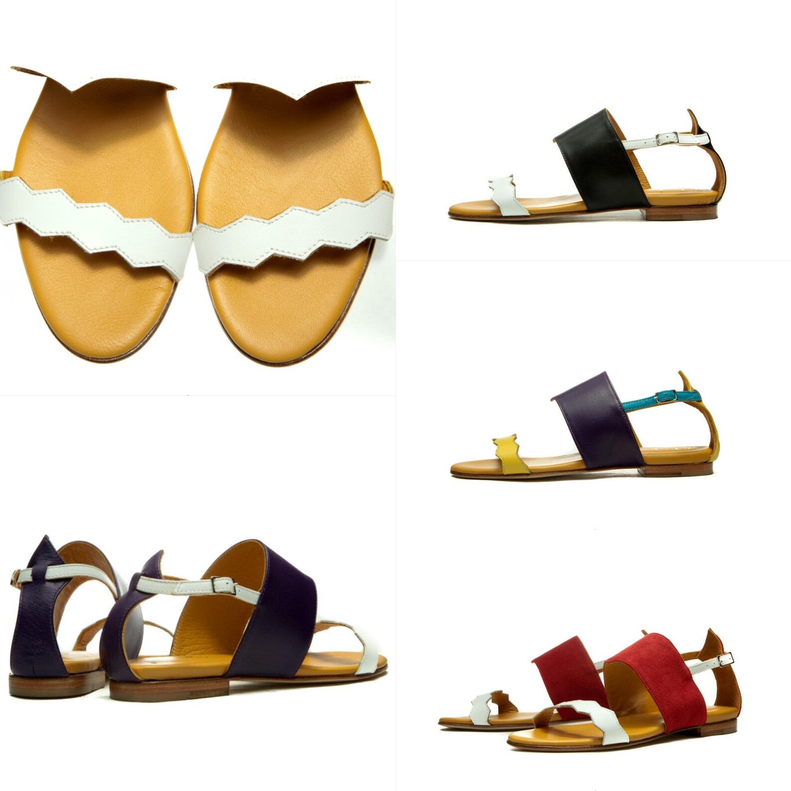 Colorful Summer Strappy Sandals Flats/ Handmade Sandals/ Greek Style ...