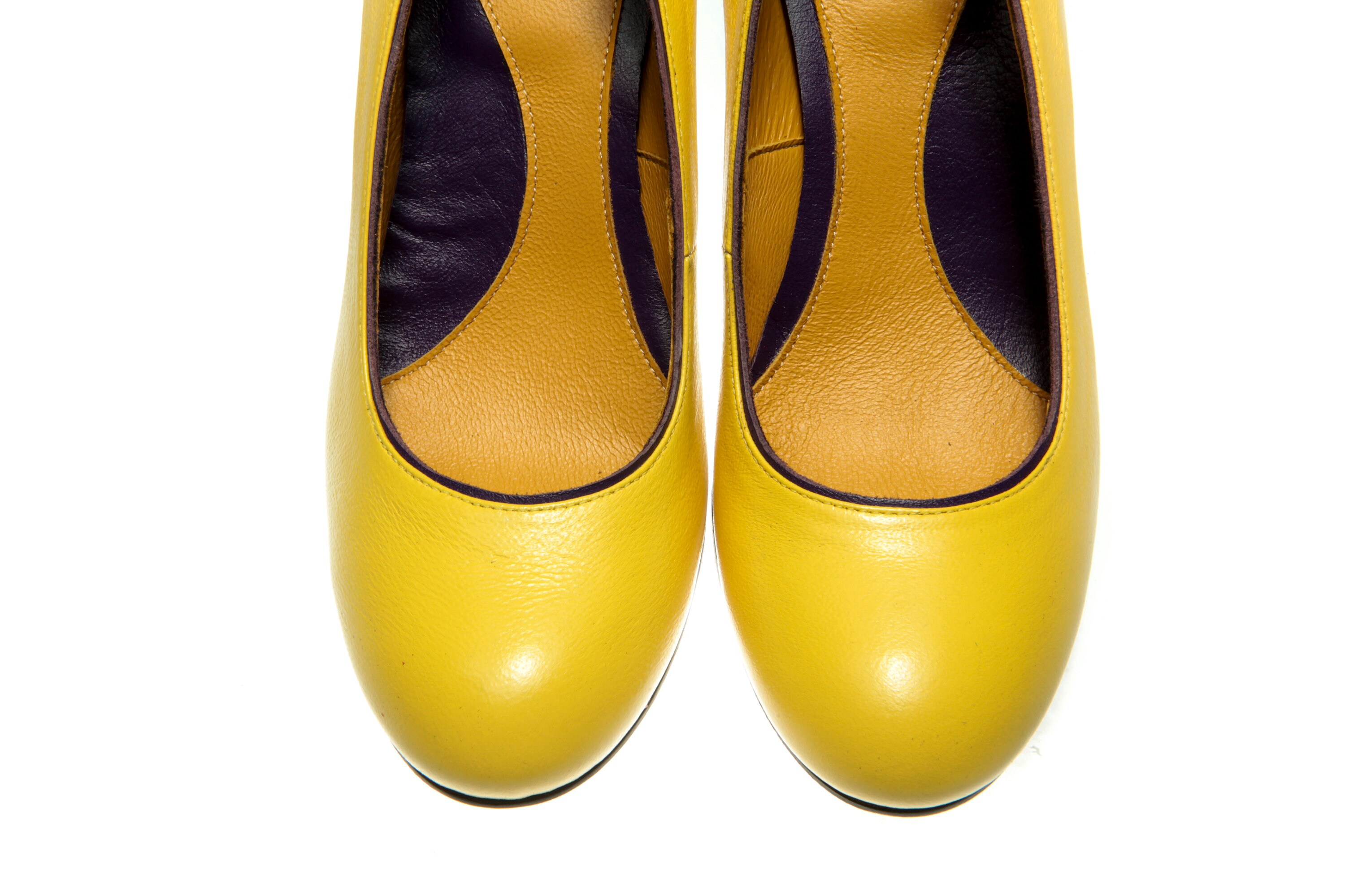 Handmade Yellow Leather High Heel Pump Shoes/ Bridal Shoes/ Unique ...