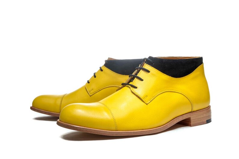 Yellow Men's Handmade Leather Ankle Boots/ Custom Made Shoes/ Unique ...
