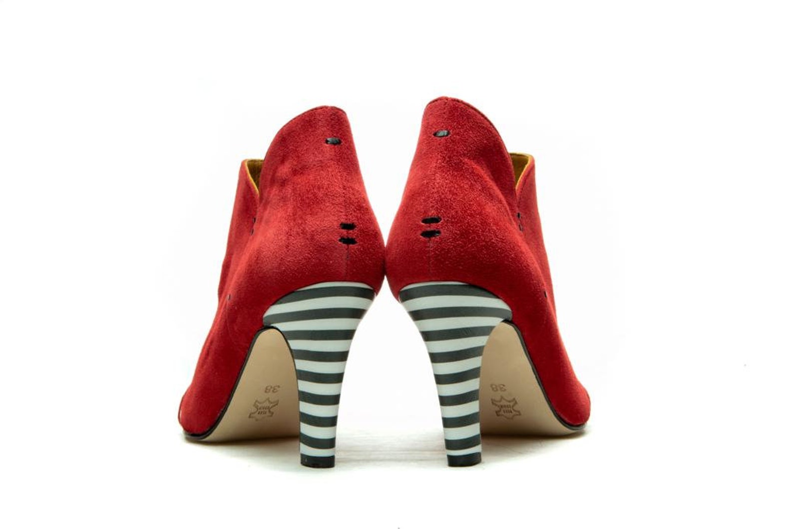 Red Women's Boots/ High Heel Ankle Boots/ Red Suede Boots/ - Etsy