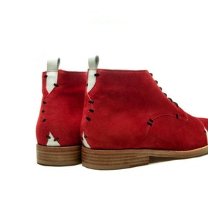 Red Men's Shoes/ Men's Suede Ankle Boots/ Red Oxford Shoes/ Handmade ...