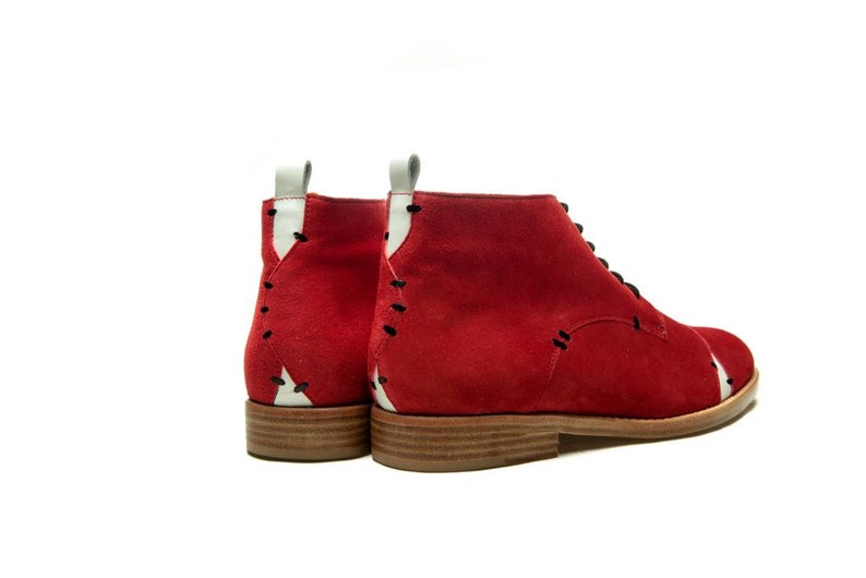 Red men's shoes/ Men's suede ankle boots/ Red Oxford | Etsy