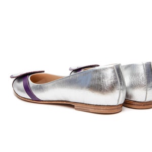 Silver Ballet Flats/ Handmade Flats/ Wedding Shoes/ White Bridal Flats ...