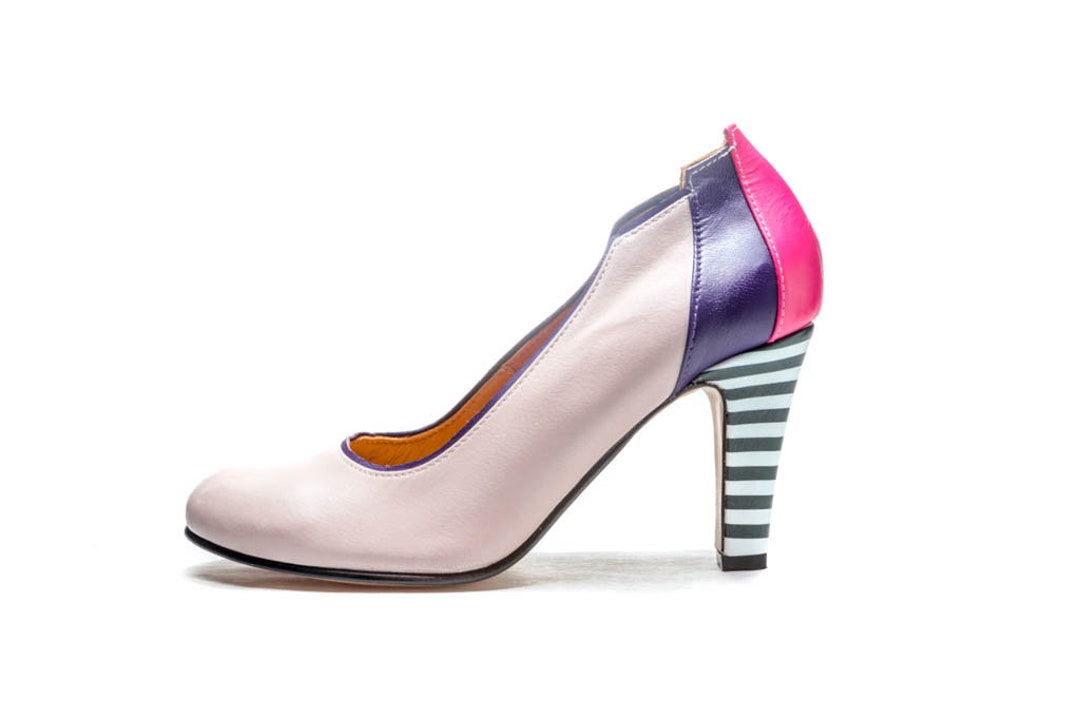 Pink Leather Shoes/ Blush Leather Wedding Shoes/ Pink Womens Pumps ...