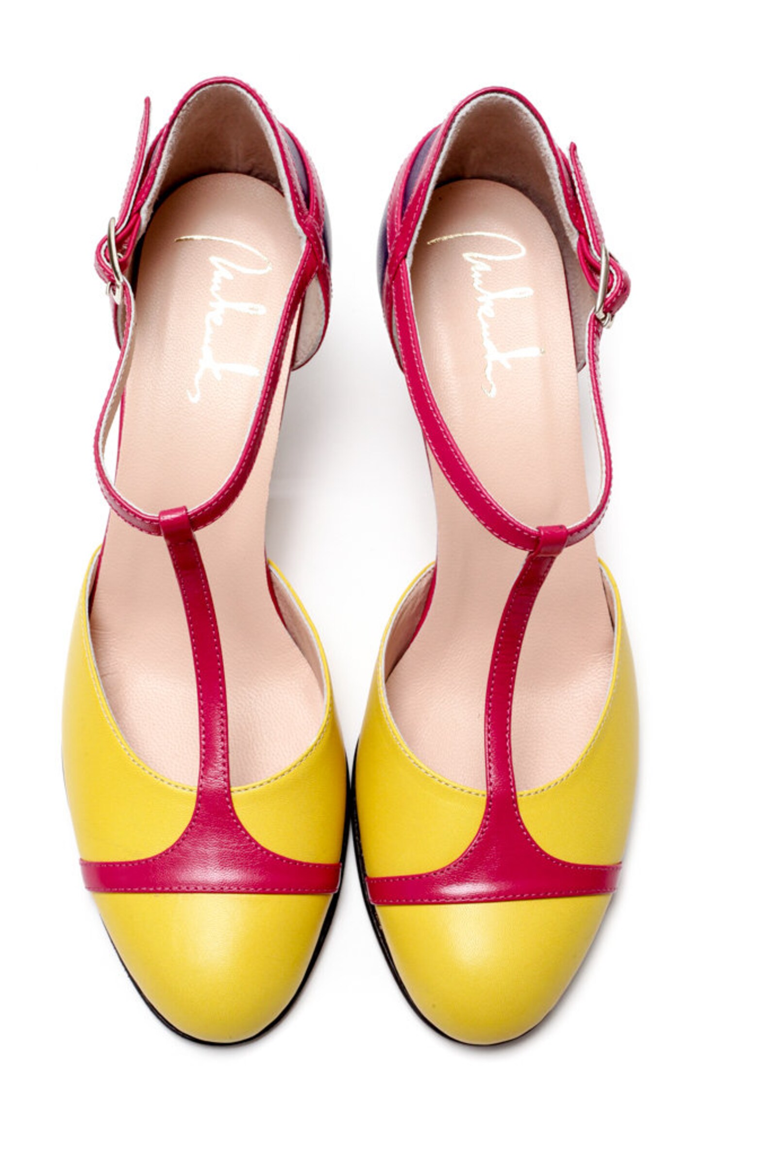 Handmade Mid Heel Color Block Pumps/ Women's Shoes/ Tbar | Etsy