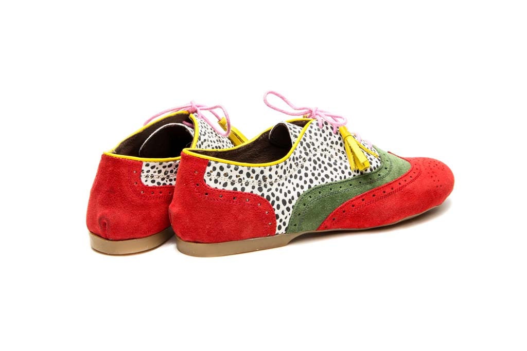 Women's Oxford shoes Red and Chartreuse Green Ballet | Etsy