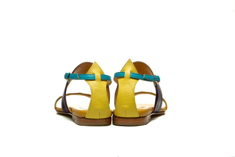 Colorful Summer Strappy Sandals Flats/ Handmade Sandals/ Greek Style ...