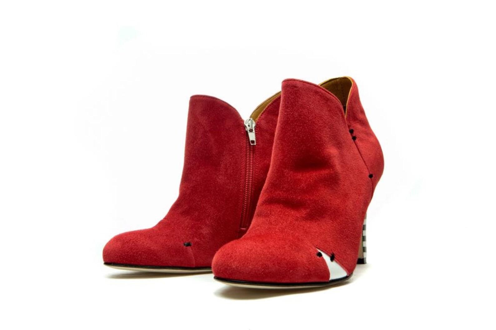 Red Women's Boots/ High Heel Ankle Boots/ Red Suede Boots/ - Etsy