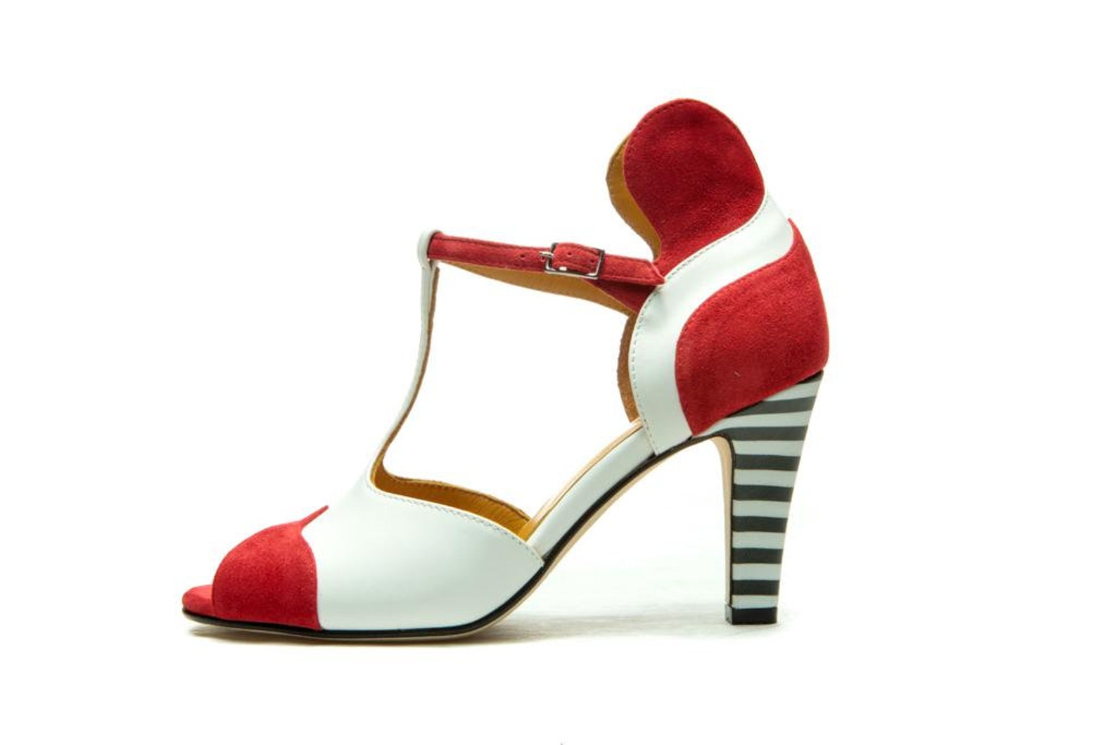 Red Peep Toe Sandals/ High Heel Leather Sandals/ Women's - Etsy