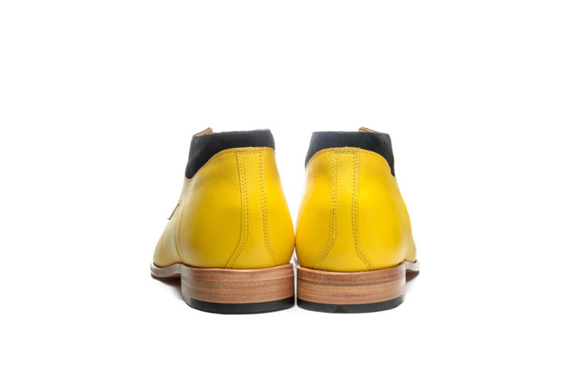Yellow Men's Handmade Leather Ankle Boots/ Custom Made - Etsy