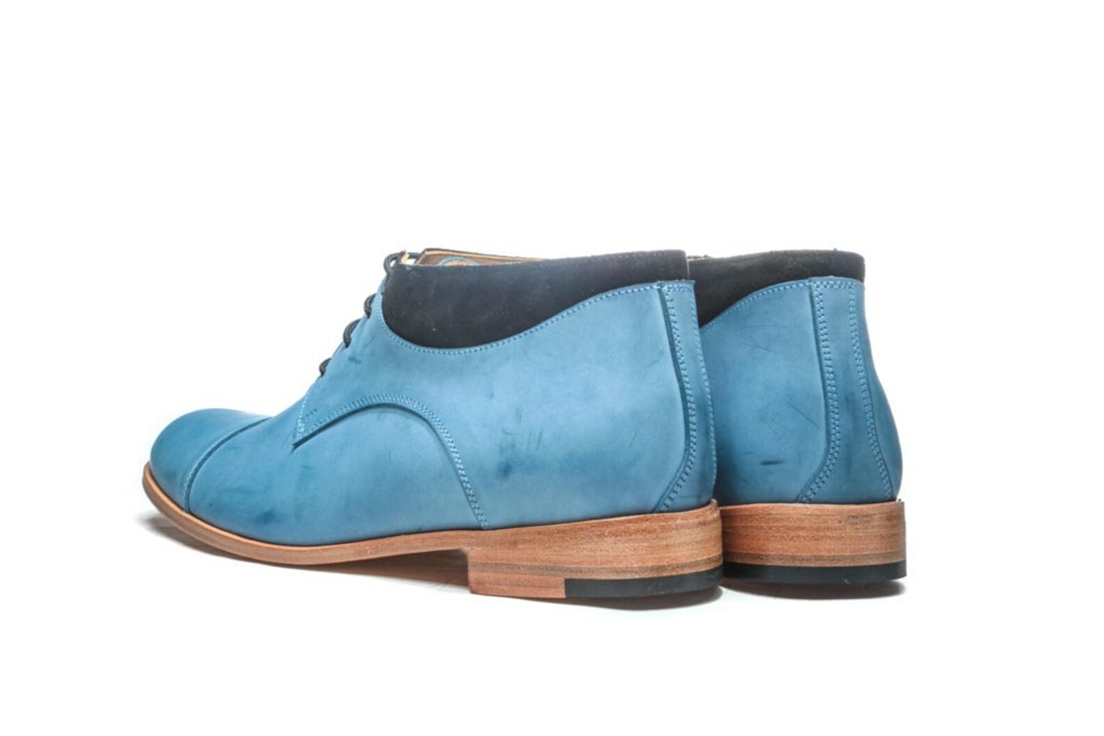 Blue Men's Handmade Leather Ankle Boots/ Unique Men's - Etsy