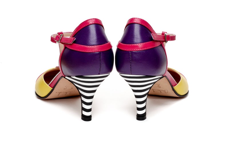 Handmade Mid Heel Color Block Pumps/ Women's Shoes/ Tbar - Etsy