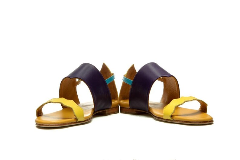 Colorful Summer Strappy Sandals Flats/ Handmade Sandals/ Greek Style ...