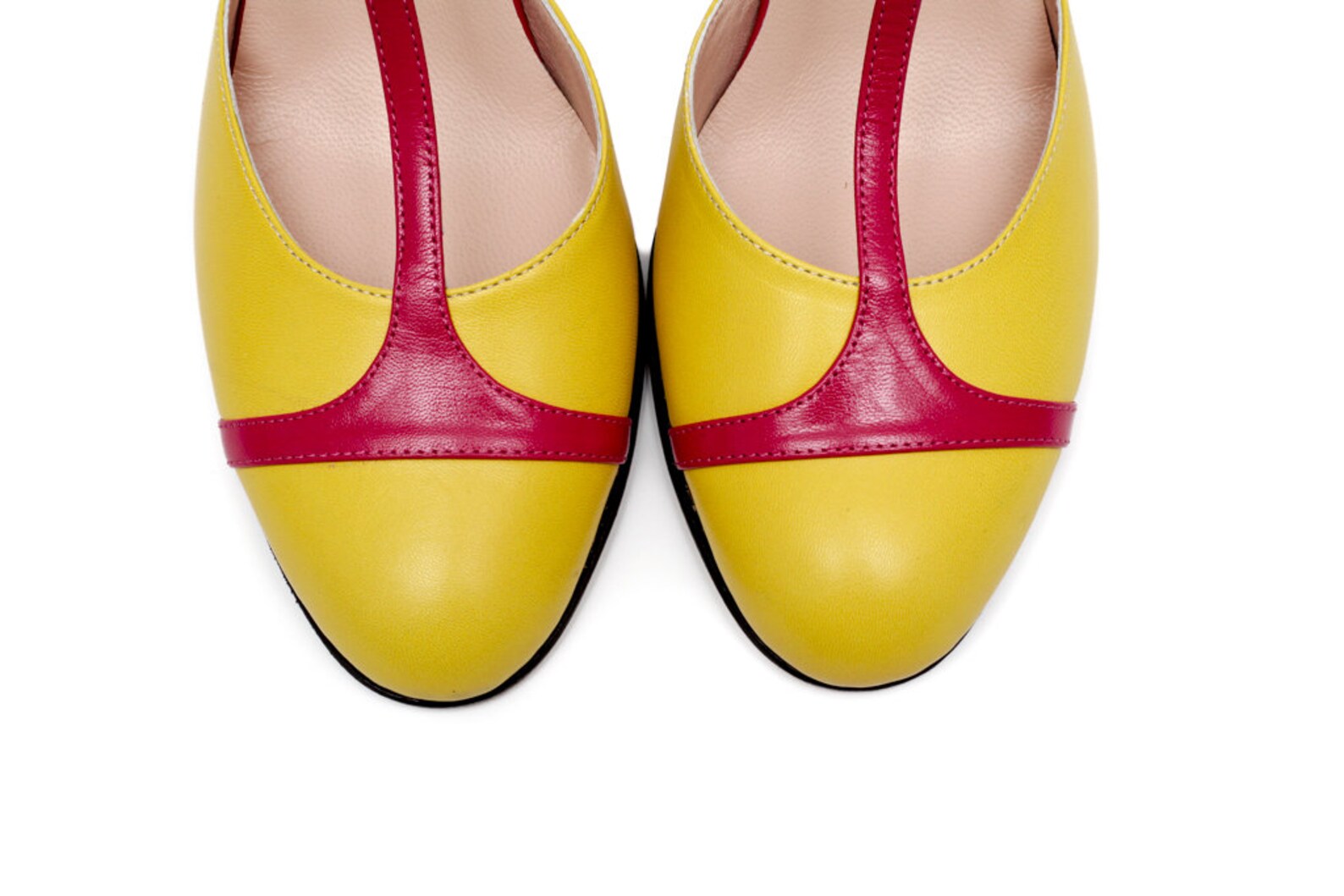 Handmade Mid Heel Color Block Pumps/ Women's Shoes/ Tbar - Etsy