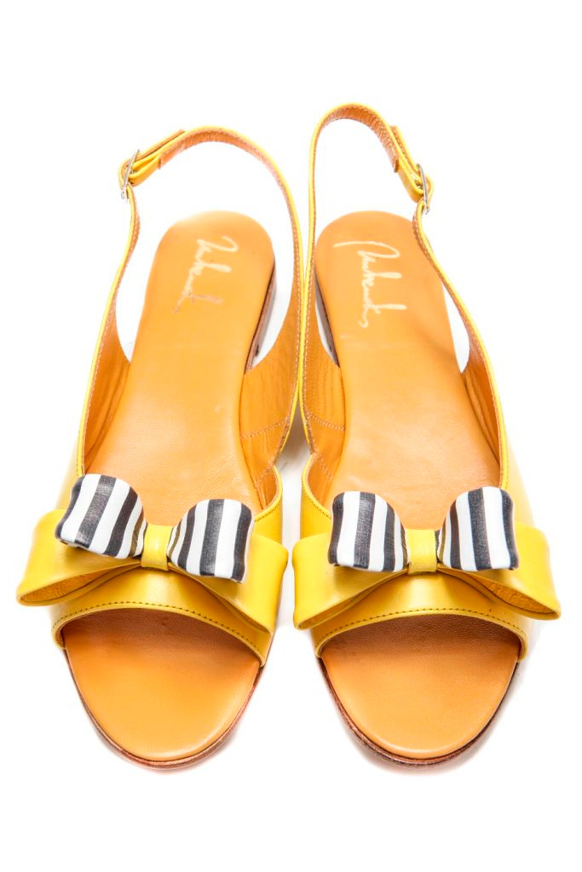 Yellow Slingback Sandals Leather Sandals Handmade Sandals | Etsy