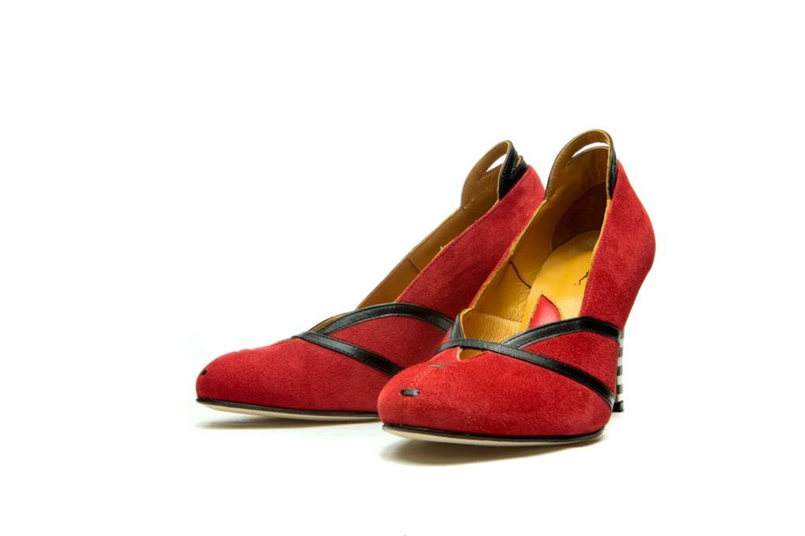 Red Suede High Heel Shoes/ Handmade Women's Shoes/ Red - Etsy