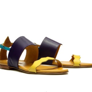 Colorful Summer Strappy Sandals Flats/ Handmade Sandals/ Greek Style ...
