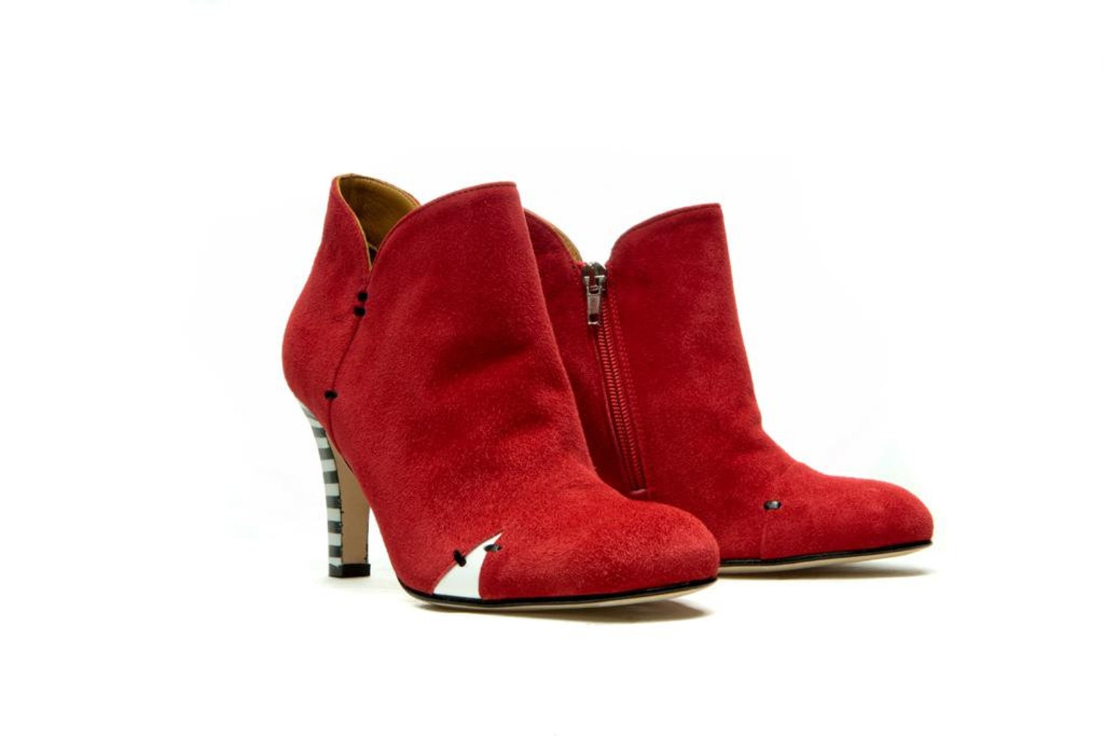 Red Women's Boots/ High Heel Ankle Boots/ Red Suede Boots/ - Etsy