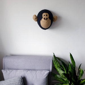 CHIMPANZEE Faux Taxidermy Monkey Felt Wall Mounted Animal Head Chester ...