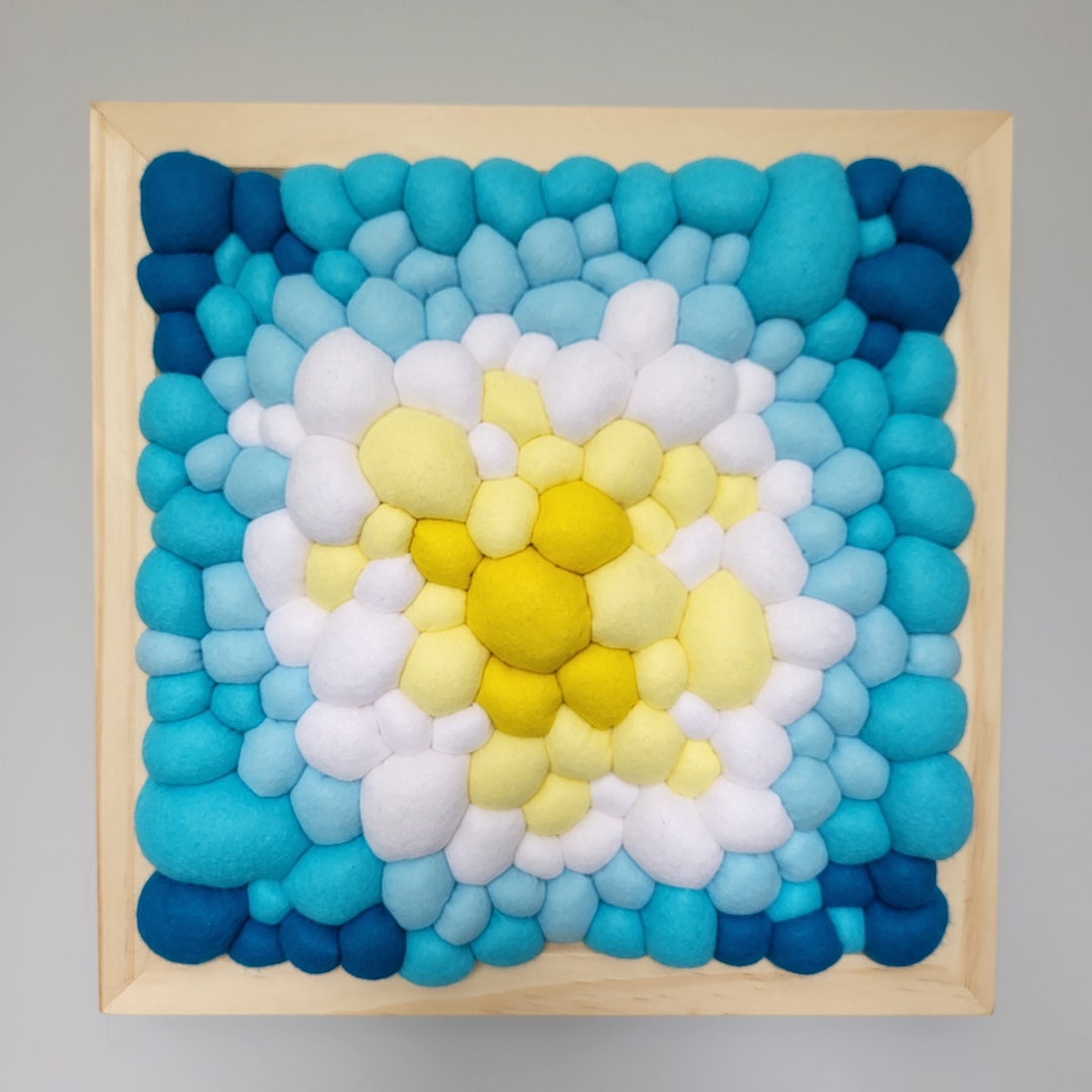 Yellow Blue Felt Wall Art - Abstract Tactile Blobs - Etsy