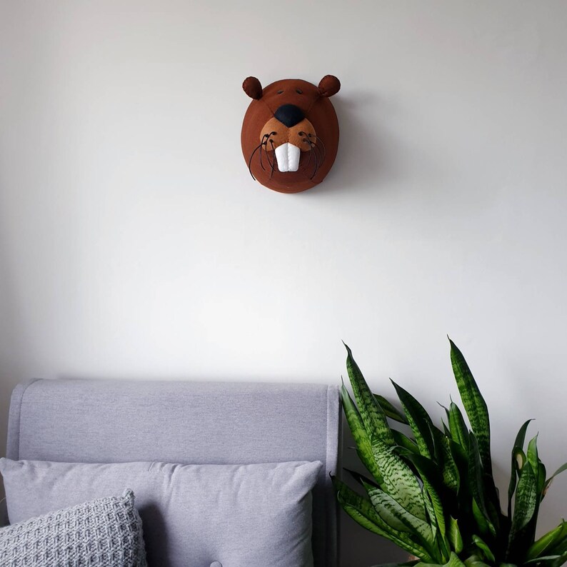 BEAVER Faux Taxidermy Felt Wall Mounted Animal Head - Etsy