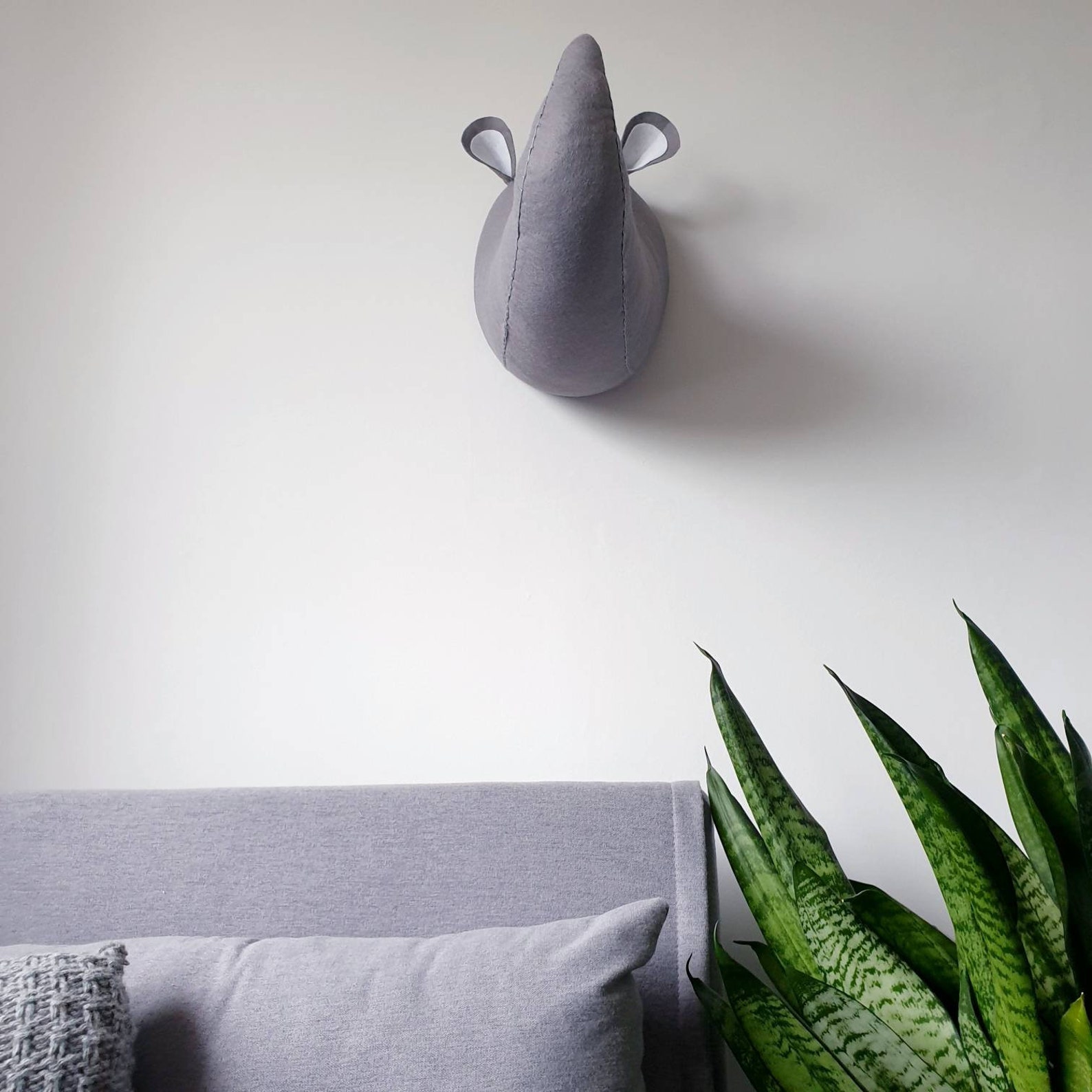 RHINO Faux Taxidermy Felt Wall Mounted Animal Head Rufus - Etsy