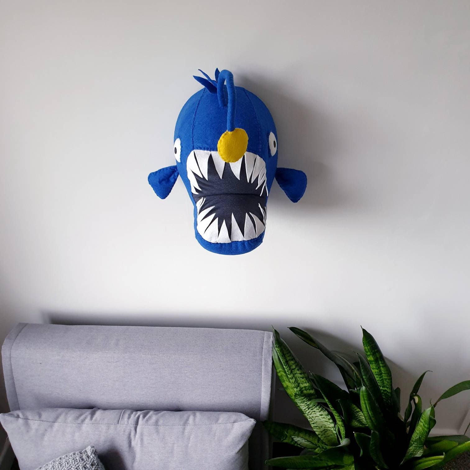 ANGLERFISH Faux Taxidermy Fish Felt Wall Mounted Animal - Etsy