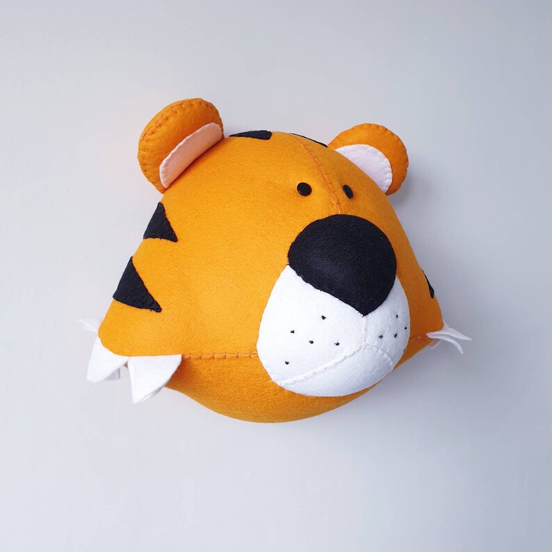 TIGER Faux Taxidermy Felt Wall Mounted Animal Head Taffy - Etsy