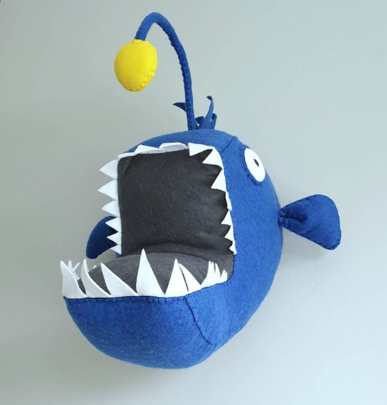 ANGLERFISH Faux Taxidermy Fish Felt Wall Mounted Animal - Etsy
