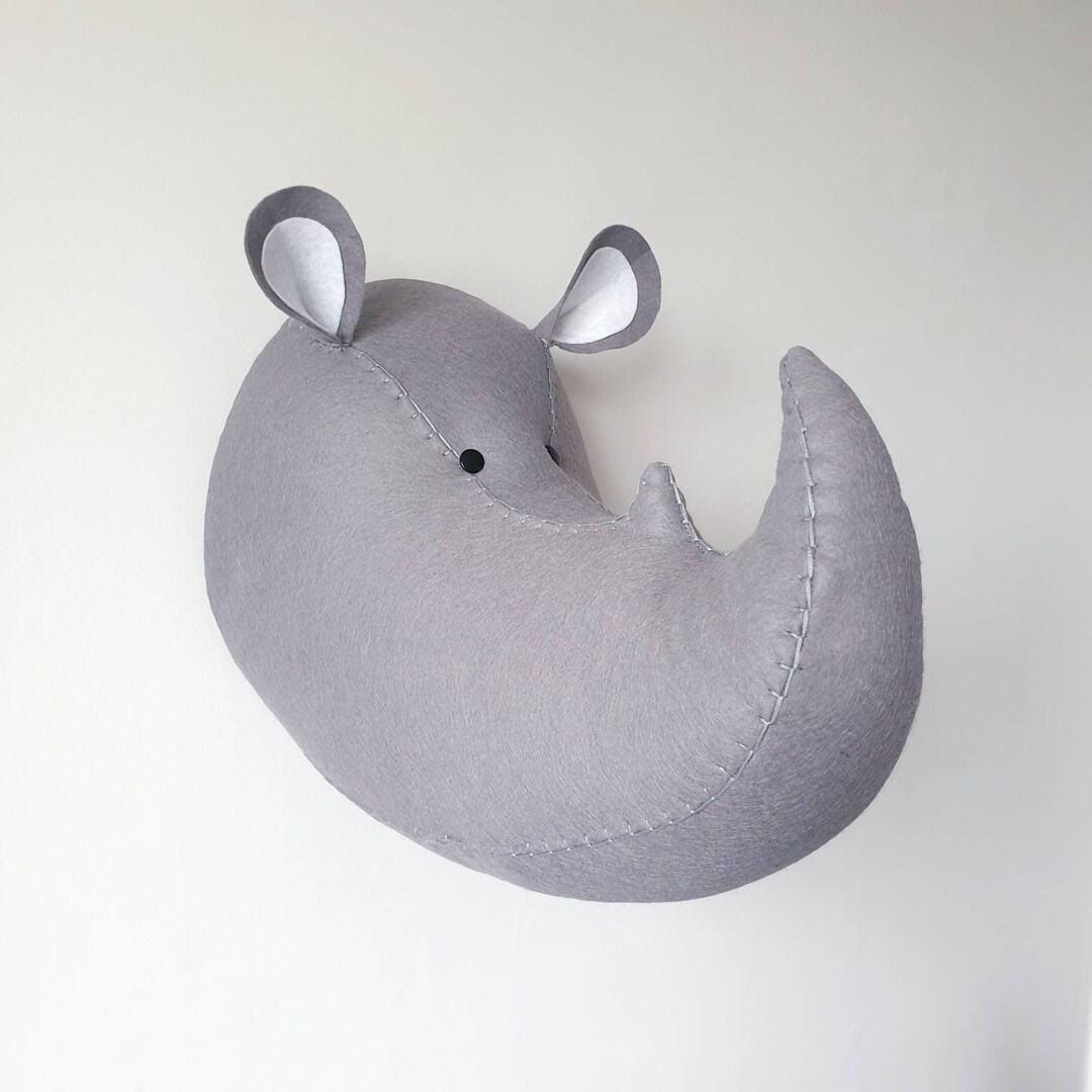 RHINO - Faux Taxidermy - Felt Wall Mounted Animal Head - Rufus Rhino ...