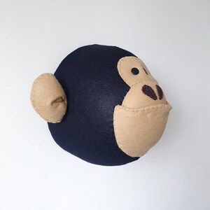 CHIMPANZEE Faux Taxidermy Monkey Felt Wall Mounted Animal Head Chester ...