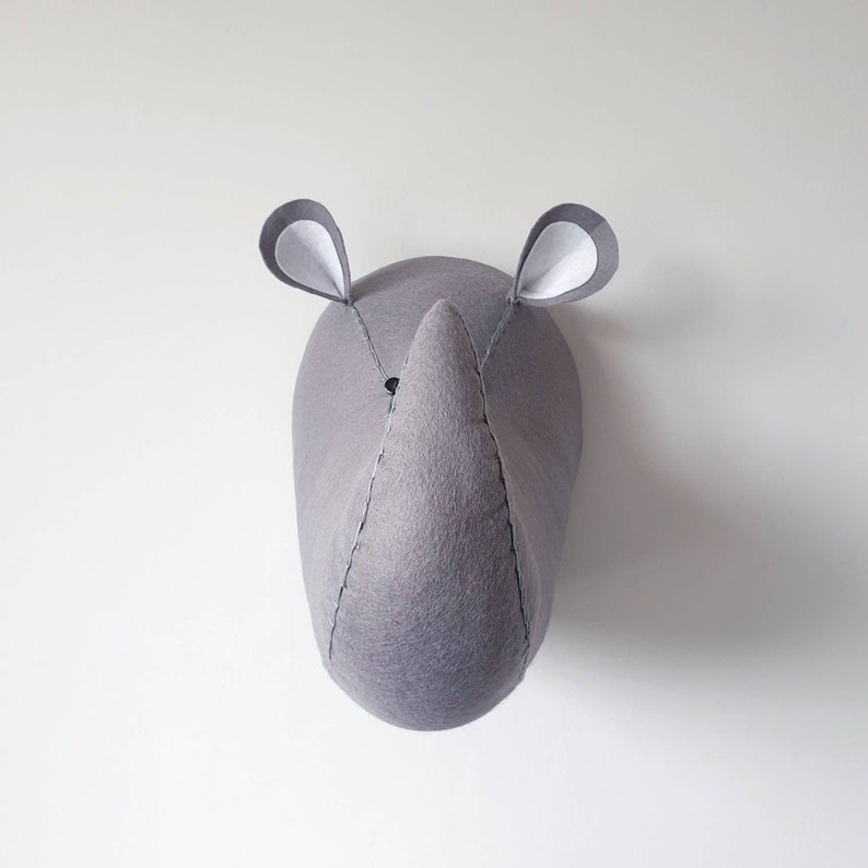 RHINO Faux Taxidermy Felt Wall Mounted Animal Head Rufus - Etsy