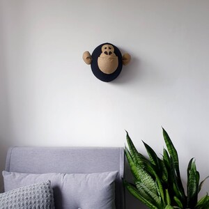 CHIMPANZEE Faux Taxidermy Monkey Felt Wall Mounted Animal Head Chester ...