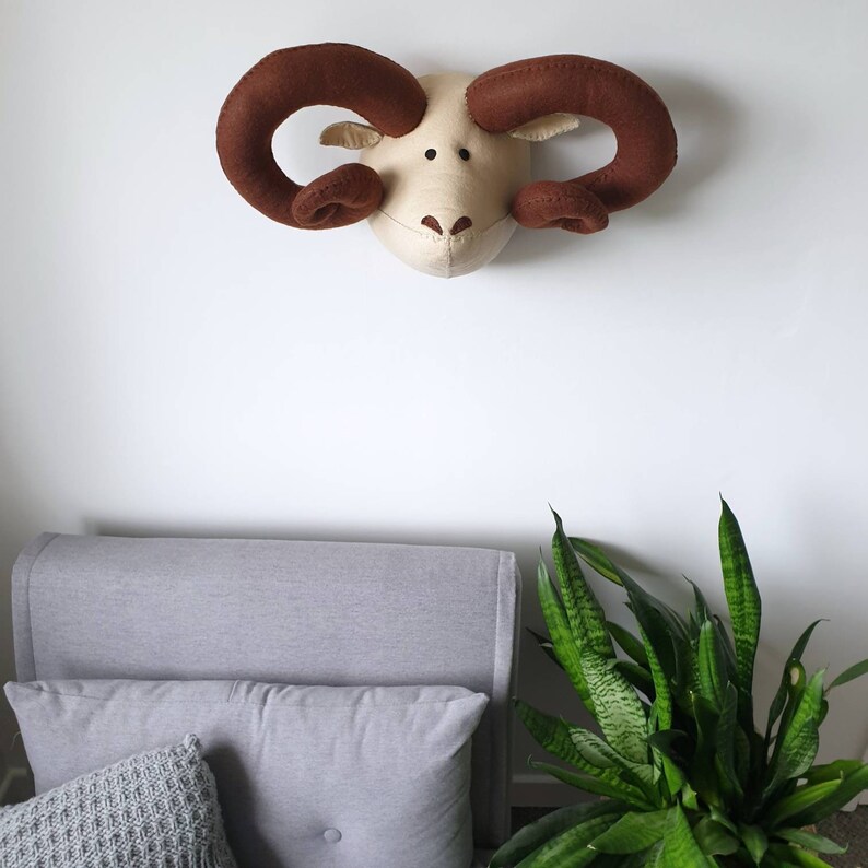 RAM Faux Taxidermy Felt Wall Mounted Animal Head - Etsy