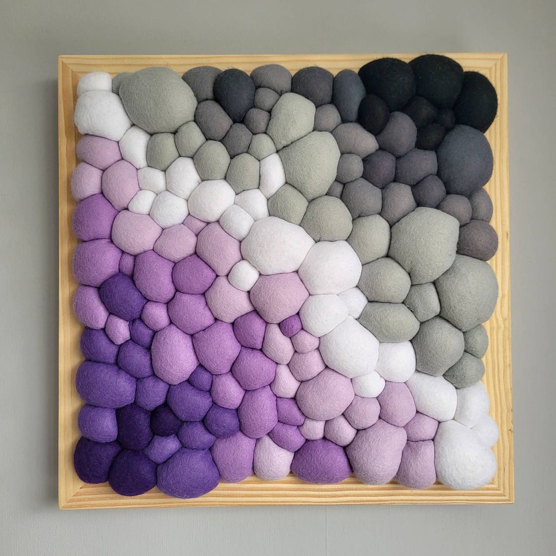Felt Blob Wall Art: Abstract Purple Grey Tones, Framed - Etsy