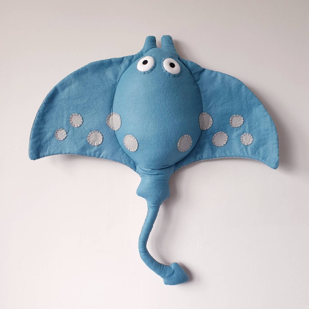 MANTA RAY - Felt Wall Mounted Animal Head - Faux Taxidermy Fish. Marvin ...