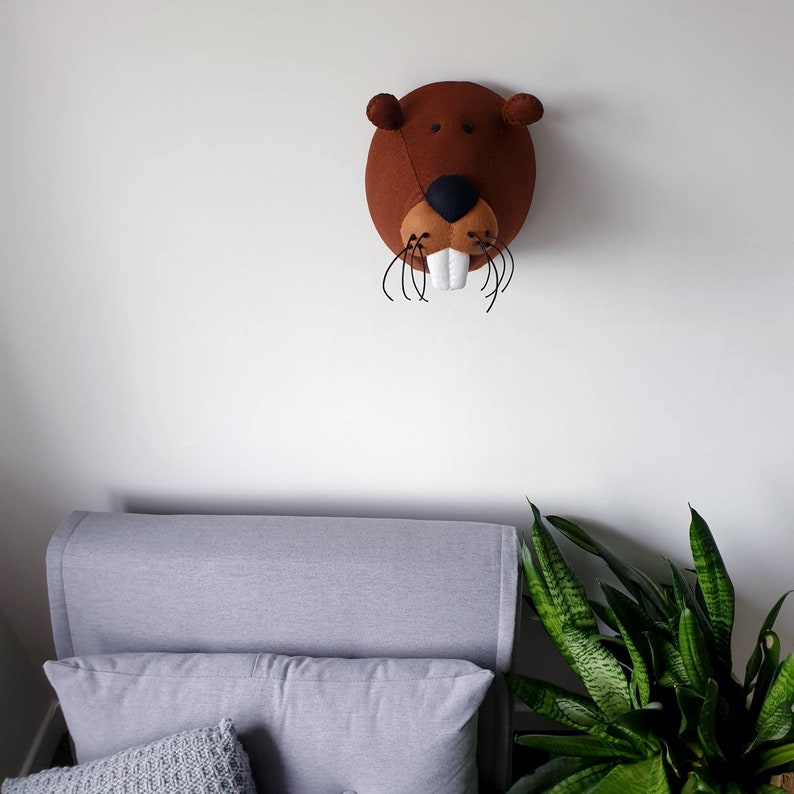 BEAVER Faux Taxidermy Felt Wall Mounted Animal Head - Etsy UK