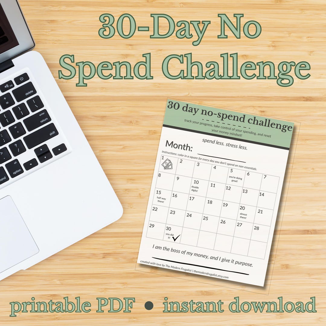 30 Day No Spend Challenge Printable | Budget Tracker PDF | Frugal ...