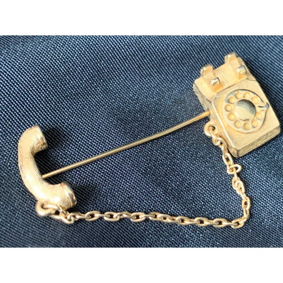 Vintage Avon Telephone Lapel Stick Pin Gold Tone 1981 1 - Etsy