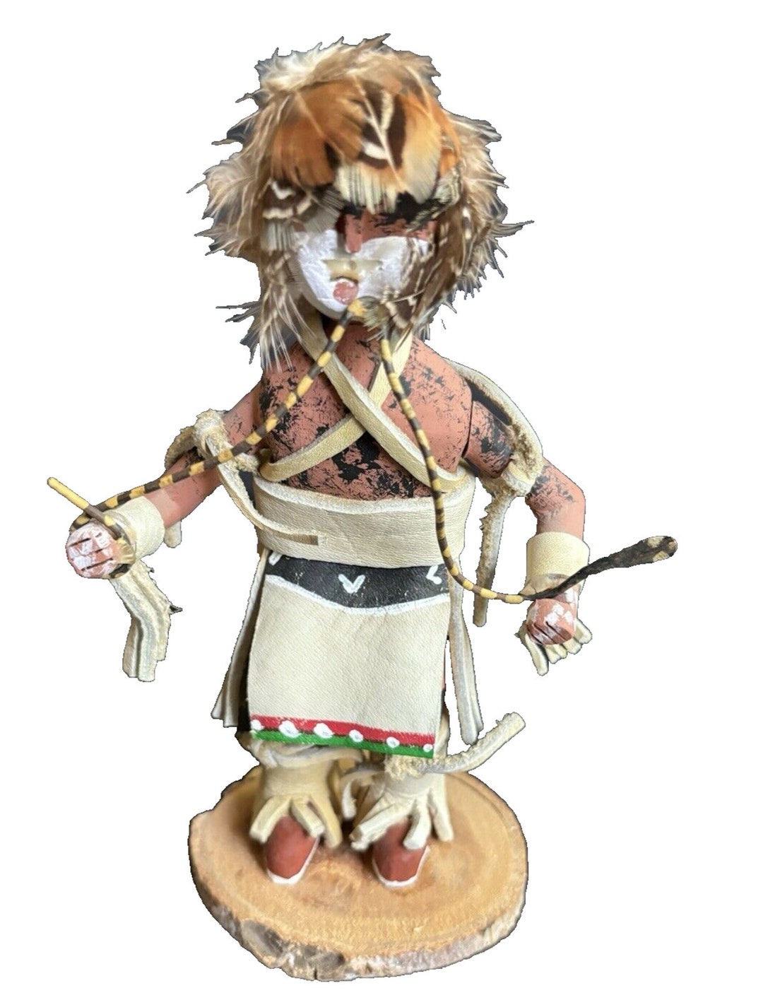 Vintage Navajo Snake Dancer Kachina Doll Feathers Leather Hand Made ...
