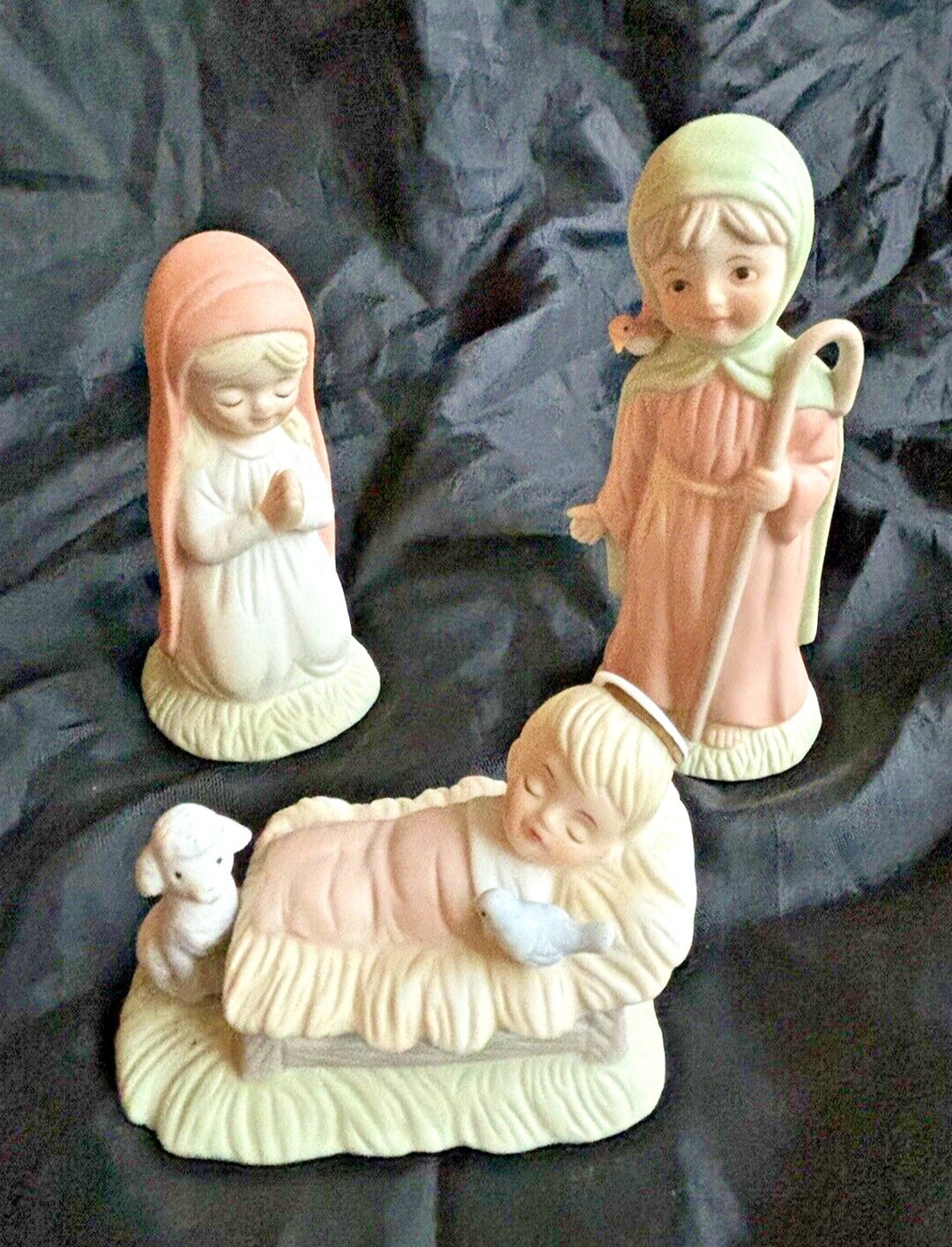 Vintage Lefton Nativity Set Away in a Manger 3 Porcelain Figures ...