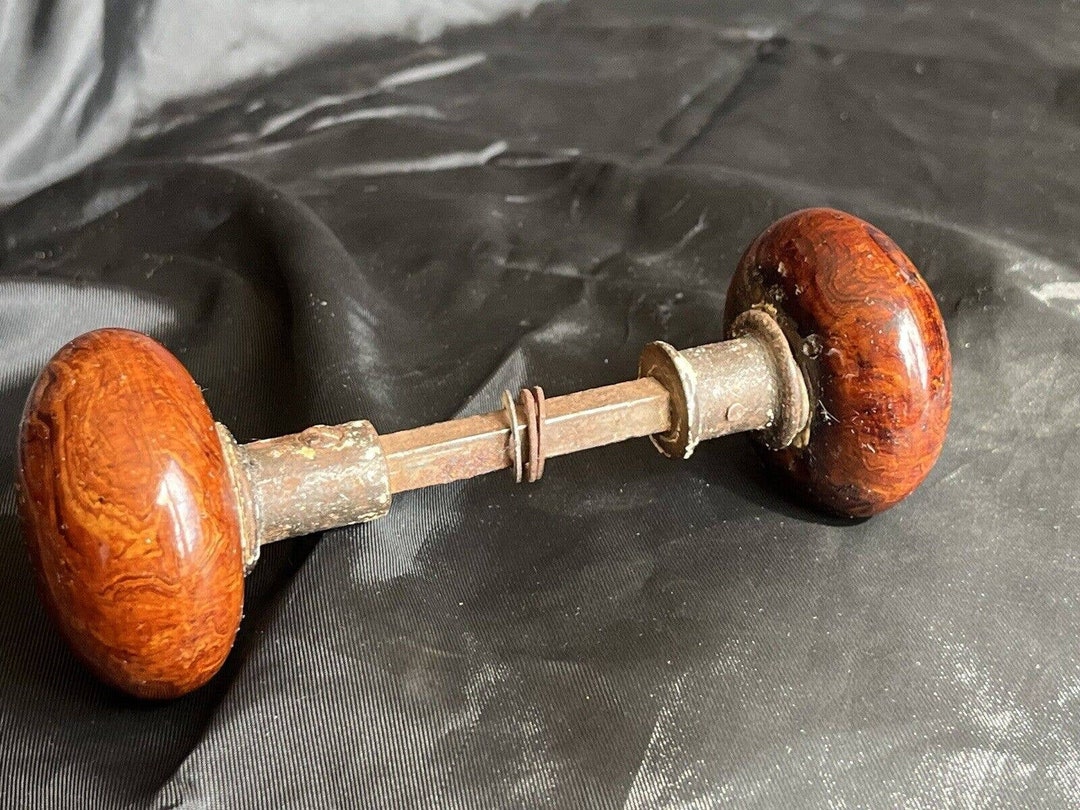 Antique Bennington Swirled Porcelain Door Knob Brown Pretty Wood Burl Look - Etsy