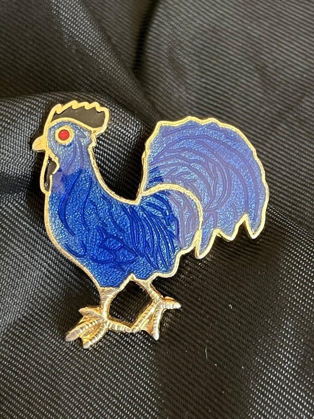 Vintage Blue Enamel Rooster Brooch Pin Gold Tone Rooster Brooch Jewelry ...